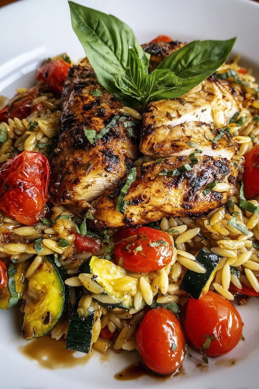 Balsamic Chicken & Veggie Orzo – Julian Recipes