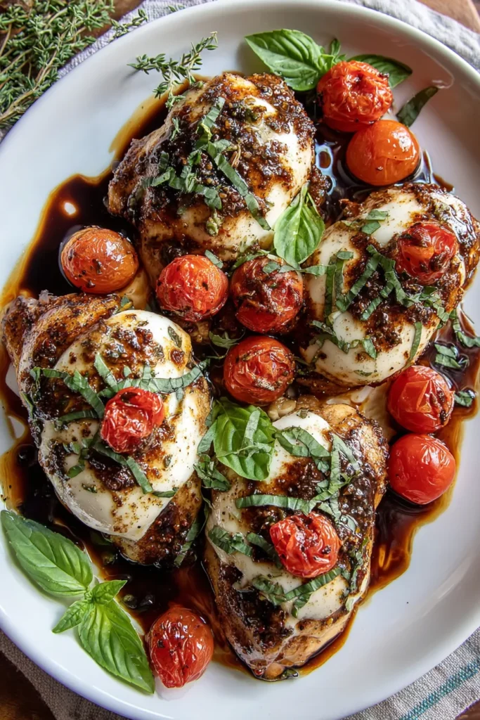 Balsamic Baked Chicken Breast with Mozzarella Cheese – Julian Recipes