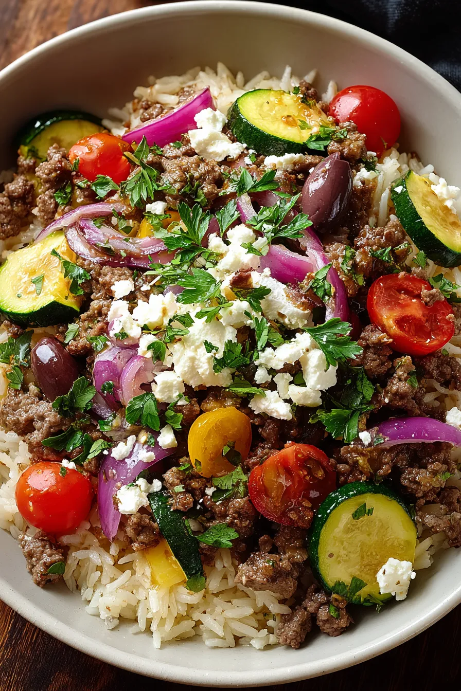 Greek-Style Beef And Zucchini Rice Bowl – Julian Recipes
