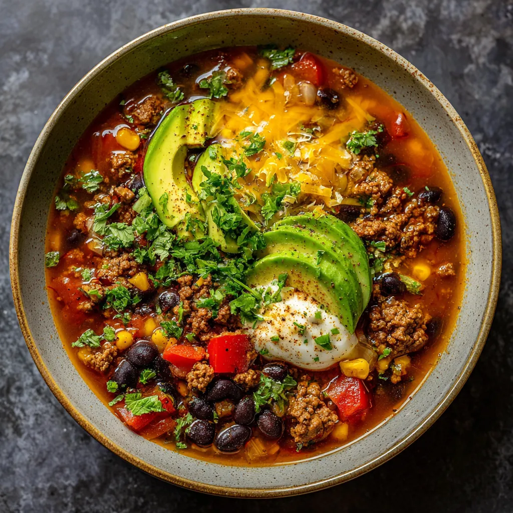 Hearty Spicy Taco Soup with Black Beans and Fresh Toppings – Julian Recipes