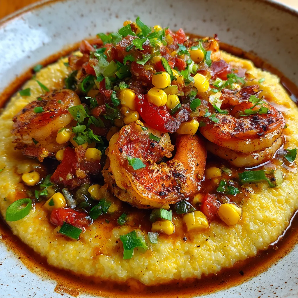 Southern Comfort Shrimp and Grits with Chaos Corn Salsa – Julian Recipes