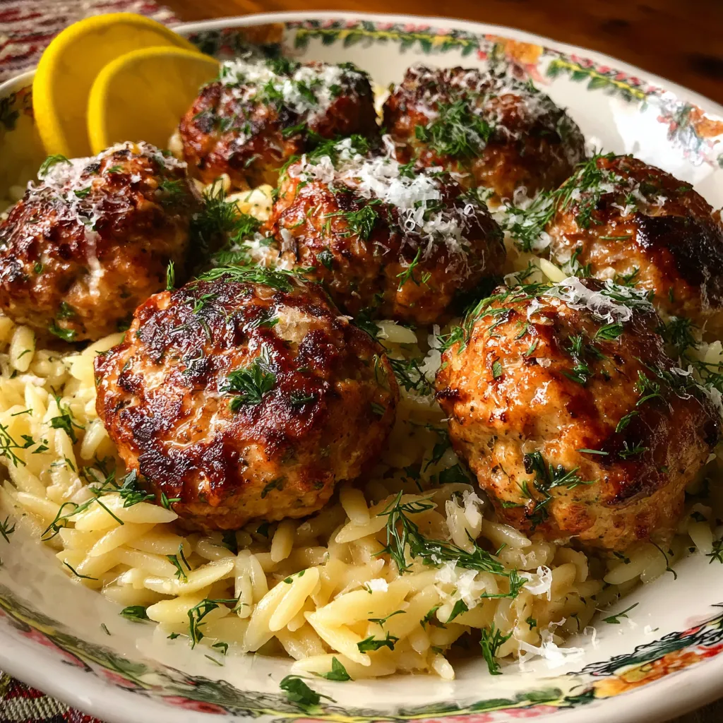 Savory Greek Chicken Meatballs with Zesty Lemon Orzo – Julian Recipes